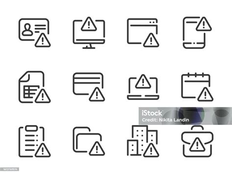 Warning Error And Alert Notification Vector Line Icons Stock Illustration Download Image Now