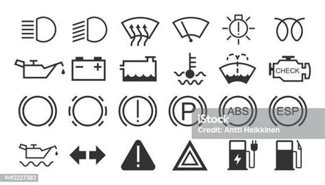 Car Dashboard Icon Set Vehicle Service And Warning Symbol Light Sign
