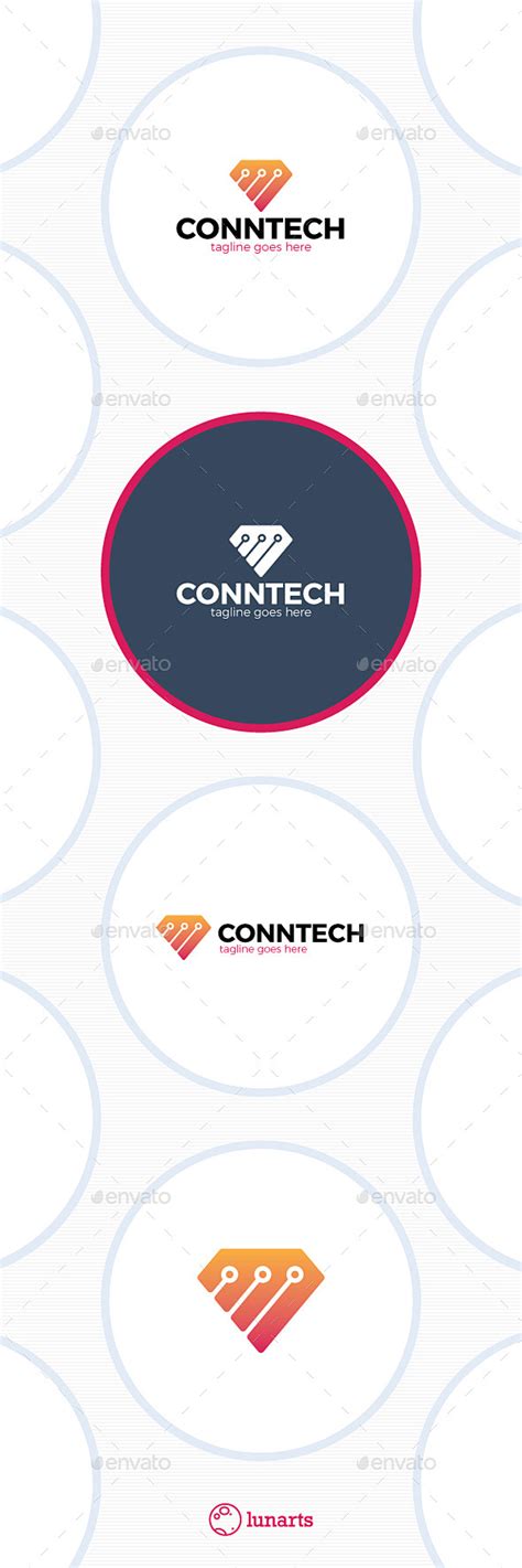 钻石科技标志 线连接符号标志模板Diamond Tech Logo Connect Line Symbols Logo
