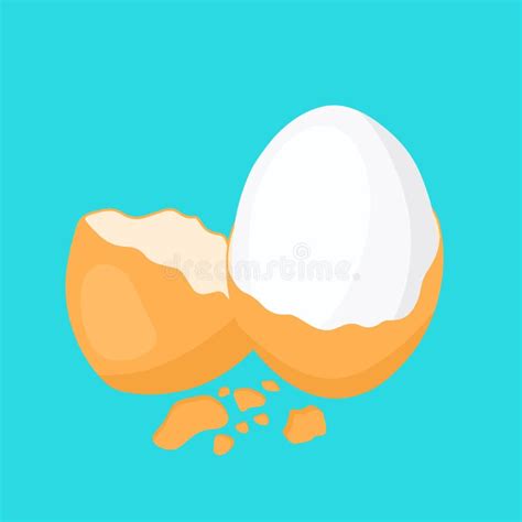 Hard Boiled Egg With Cracked Half Peeled Shell Vector Illustration