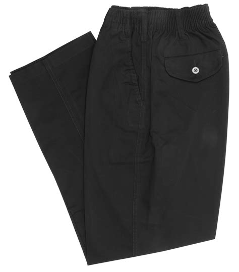 Mens Full Elastic Waist Pants By Falcon Bay Black 54w X 30l