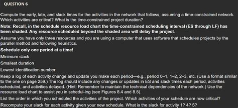 Compute The Early Late And Slack Times For The Chegg Com