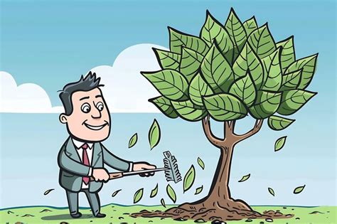 Businessman Shaking A Tree And Its Leaves Are Falling Down Premium Ai