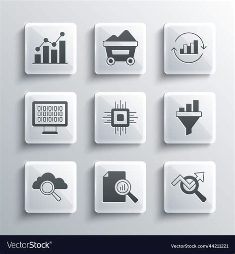 Set Document With Graph Chart Search Data Vector Image