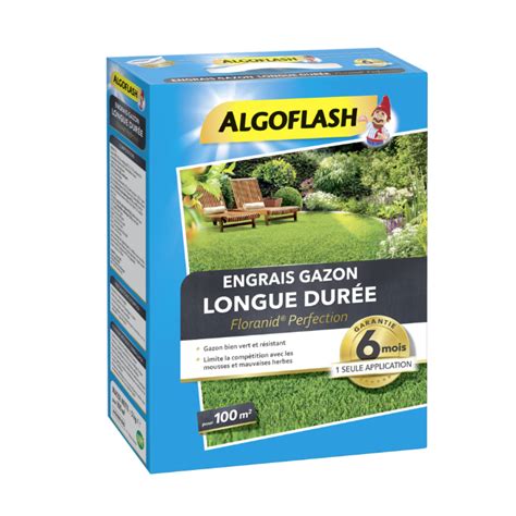 ENGRAIS GAZON LONGUE DUREE 6 MOIS ALGOFLASH 5 KG Jardinerie BONCAP