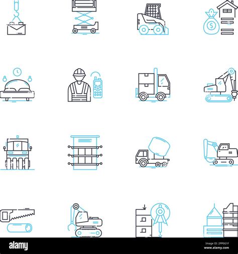 Home Constructors Linear Icons Set Design Build Construction