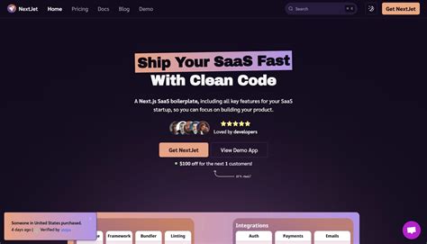 Nextjet A Nextjs Saas Boilerplate With Clean Code