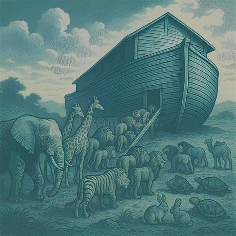 Noah S Ark And The Flood Illustration Stock Illustration Illustration