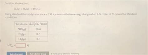 solved consider the reaction n2 g o2 g 2no g using