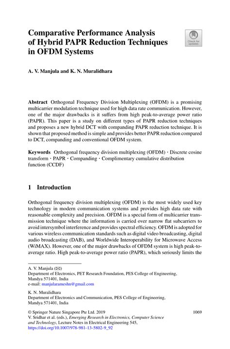 Pdf Comparative Performance Analysis Of Hybrid Papr Reduction