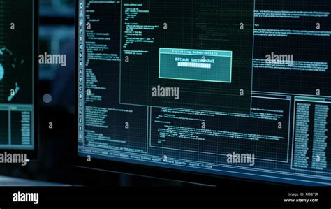 Display Showing Stages Of Hacking In Progress Exploiting Vulnerability