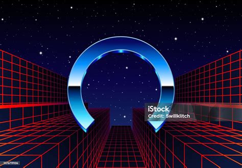 Synthwave Frame With Chrome Arc And 80s Styled Synthwave Arcade Game