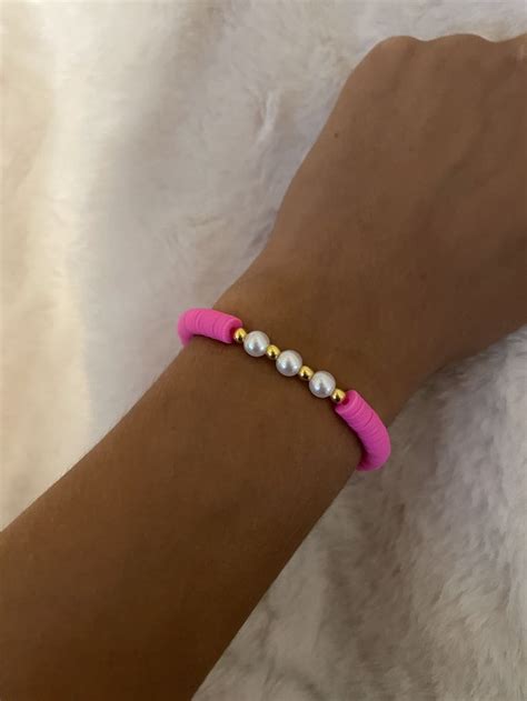 Preppy Pink Day Dream Etsy Friendship Bracelets With Beads Clay