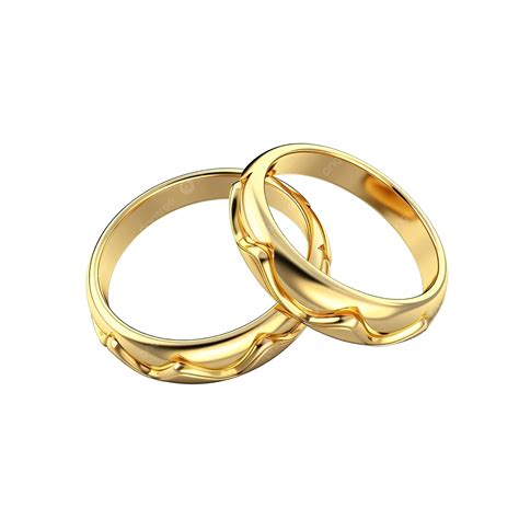 3d Rendering Illustration Of Two Gold Wedding Rings Connected Like