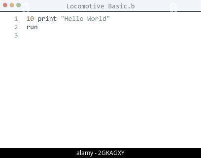Locomotive Basic Language Hello World Program Sample In Editor Window