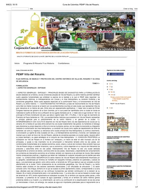 Cuna De Colombia Pemp Villa Del Rosario Pdf Turismo Bienes Ley