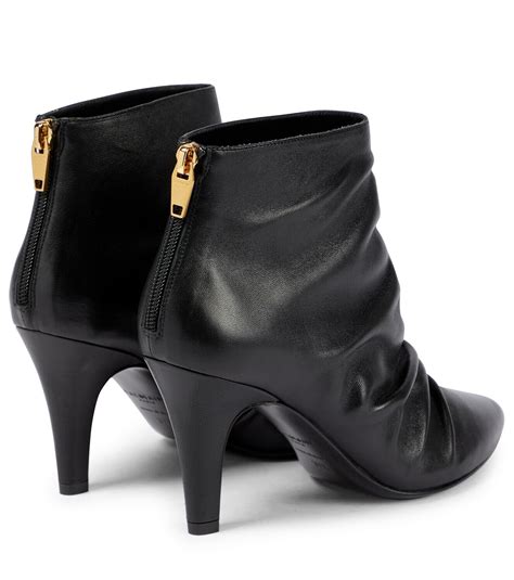 Balmain - Ruched leather ankle boots Balmain