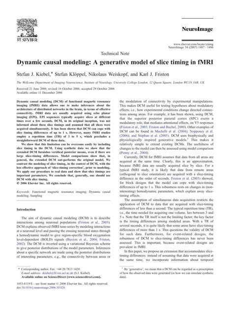 Pdf Dynamic Causal Modeling A Generative Model Of Slice Timing In Fmri Dokumen Tips