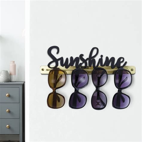 Brass Metal Wire Wall Mounted Sunglasses Holder With Matte Black Metal