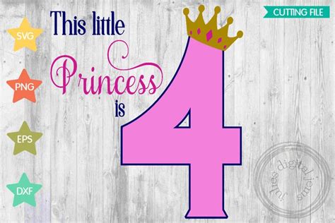 Princess 4th Birthday Clipart