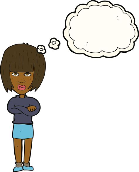 Cartoon Annoyed Woman With Thought Bubble 45000473 Png