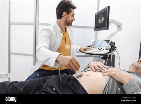 Ultrasound Of Prostate Gland Mature Man Getting Ultrasound Of Prostate