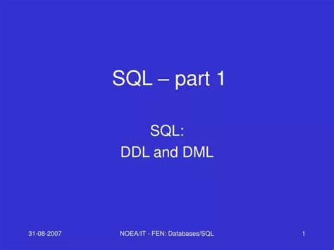 Ppt Sql Part 1 Powerpoint Presentation Free Download Id3693751