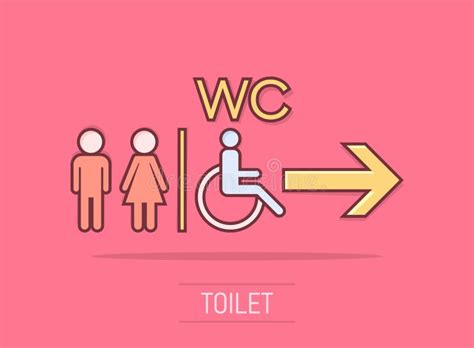 Vectorielle Icône Wc Toilette En Style Comique Signe Dillustration
