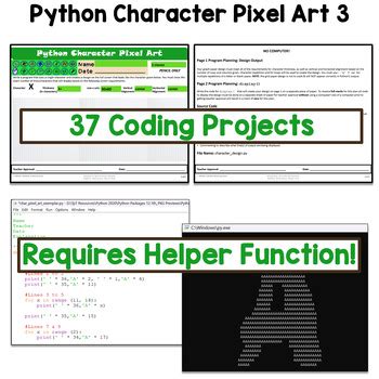 Python Character Pixel Art Level Editable Activities Resource Package
