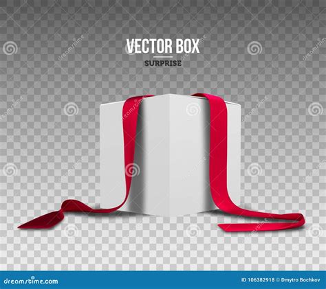 Gift Box With Red Ribbons Festive Packaging Stock Vector