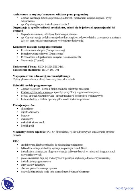 Architektura Systemów Notatki Informatyka Docsity