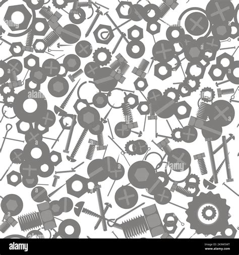 Metal Screw Hex Bolt And Nut Seamless Pattern Design Illustration On