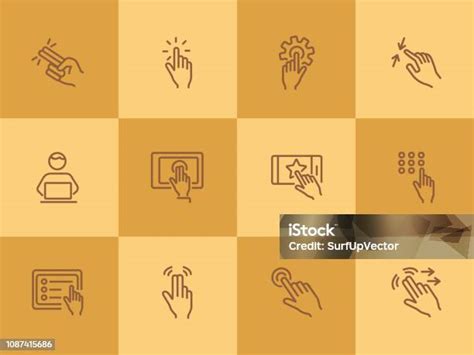 Kumpulan Ikon Garis Gerakan Layar Sentuh Ilustrasi Stok Unduh Gambar