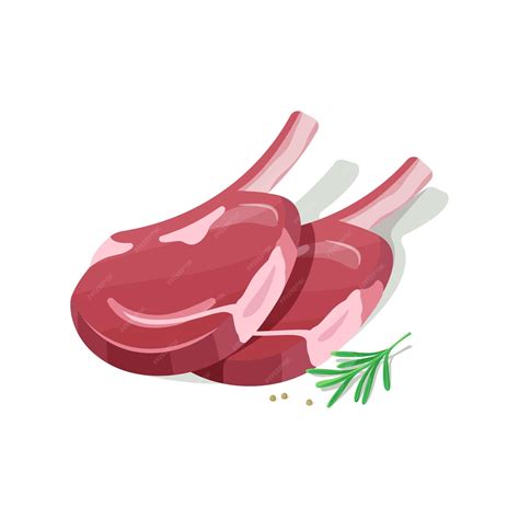 Premium Vector Two Raw Rib Eye Steaks With Bone And Fresh Branch Rosemary