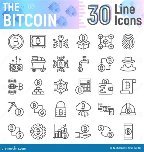 Bitcoin Line Icon Set Cryptocurrency Symbols Stock Vector Illustration Of Bitcoin Banking