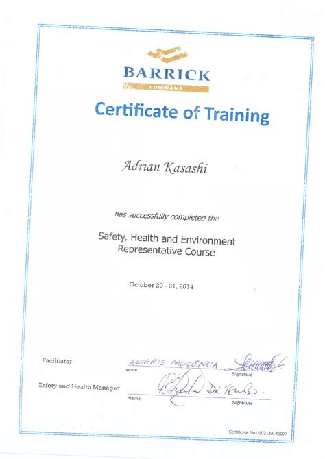 Certificates For Safety Pdf