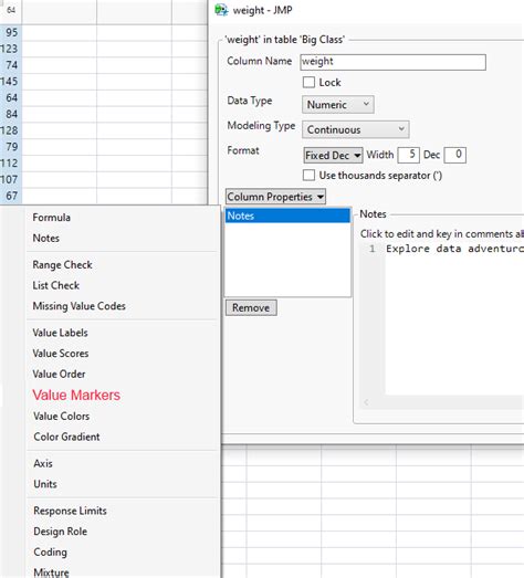 New Column Property Value Markers Jmp User Community