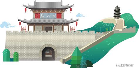 山西雁门关手绘插图图片下载 红动中国