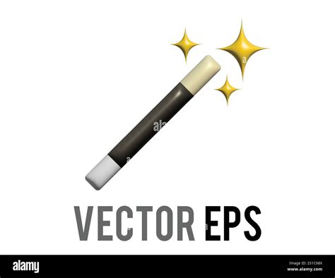 The Isolated 3d Black Classic Magic Wand And White Tips Icon With