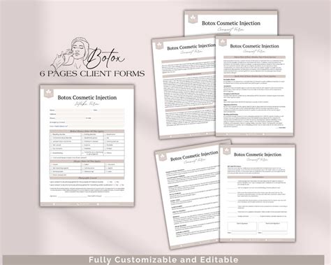 Editable Botox And Dermal Filler Client Forms Bundle Botox Form Templates Dermal Filler