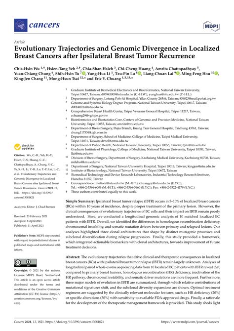 Pdf Evolutionary Trajectories And Genomic Divergence In Localized Breast Cancers After