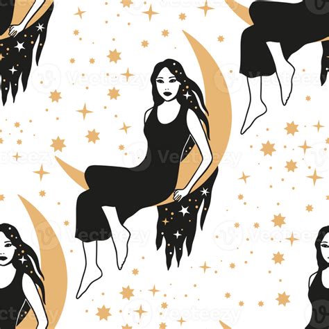 Seamless Boho Pattern Celestial Woman 23376551 Png