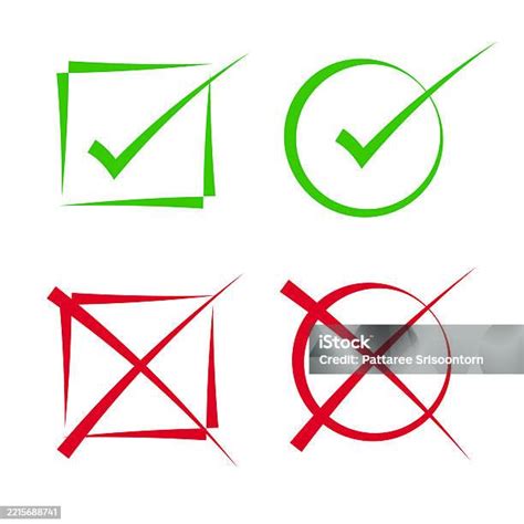 녹색 확인란 및 적십자 확인 표시 아이콘 옳고 그른 기호가 있는 상자 아이콘 예 또는 아니요 버튼 확인 표시 아이콘 설정 0명에 대한 스톡 벡터 아트 및 기타 이미지