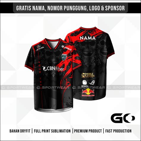 Jual Jersey Kaos Baju Gaming Esport Fire Art CUSTOM TERBARU GRATIS NAMA