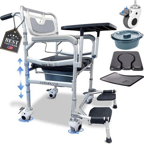 3 In 1 Commode Shower Chair With Wheels Wheelchair Tray