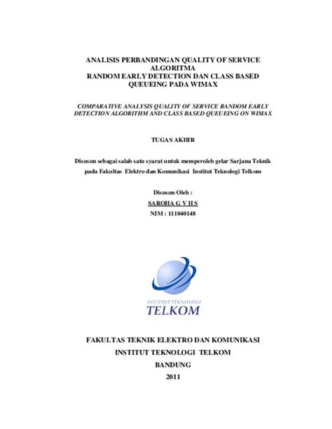 Pdf Analisis Perbandingan Quality Of Service Algoritma Random Early