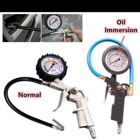 220 Psi Tyre Pressure Gauge Oil Immersion Type Inflator Air Line Pump