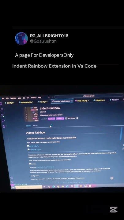 Indent Rainbow 🌈 Extension On Vs Code Coding Frontendcourse Webdevelopment Tech Programming