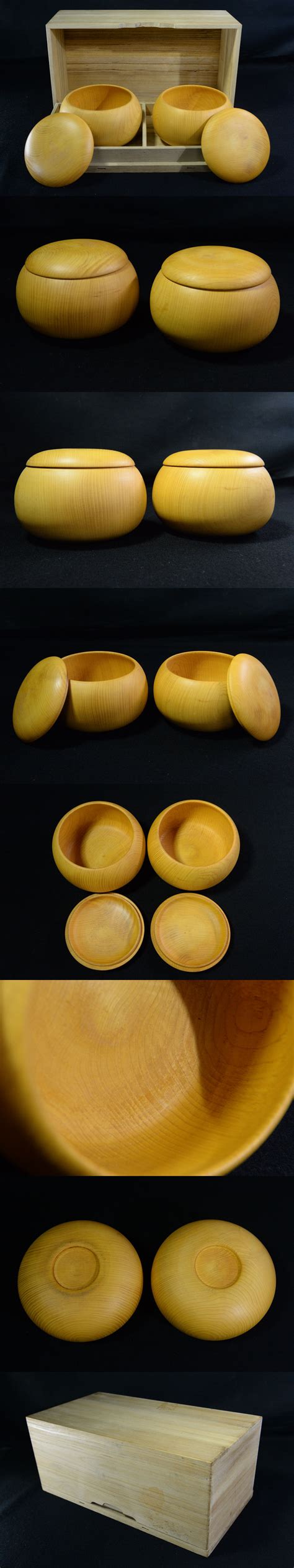 日本代購代標第一品牌【樂淘letao】－CR232 未使用 保管品 本榧 刳り貫き 碁笥 桐箱 写真のセット