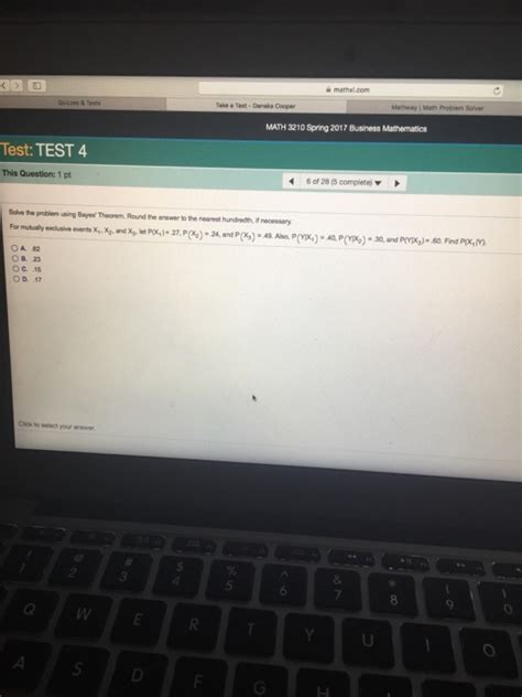Solved Solve The Problem Using Bayes Theorem Round The